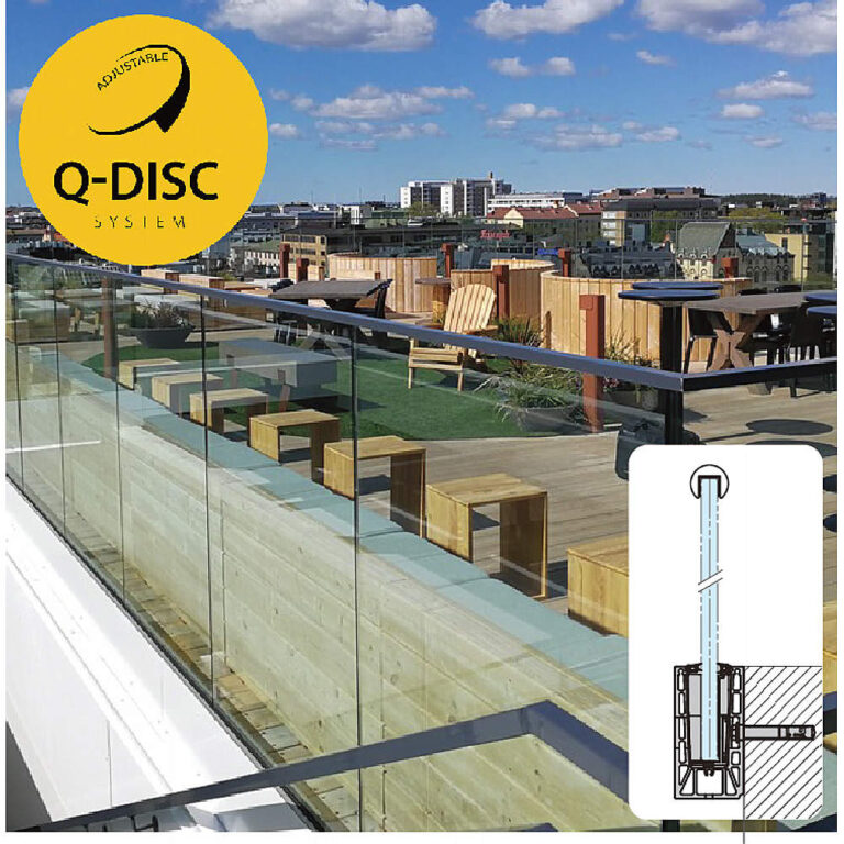 Q-railing ガラスフェンス用バラストレイドPrime ディスク取付 壁付用 - ガラスのデパート